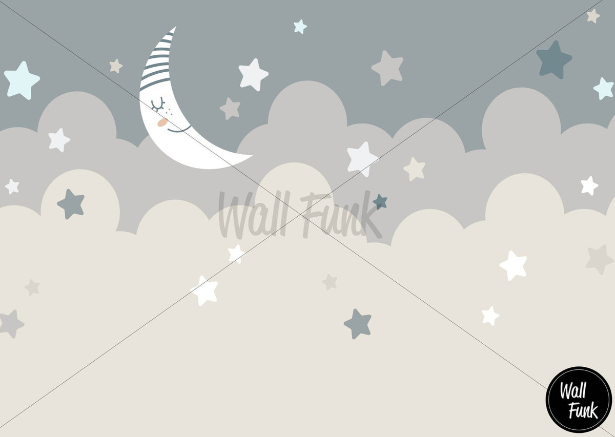 Stars and Moon Neutral Mural Sample – Wall Funk